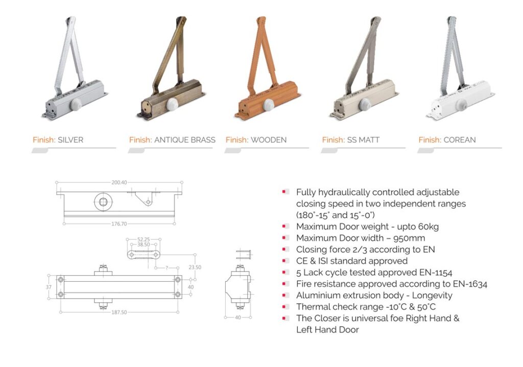 Aluminium Door Closer | Aluminium Extrusion Body Door Closer